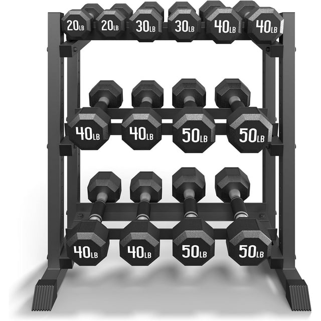 3-Tier Dumbbell Rack Stand Only, 1100LB Capacity Adjustable Weight Rack ...
