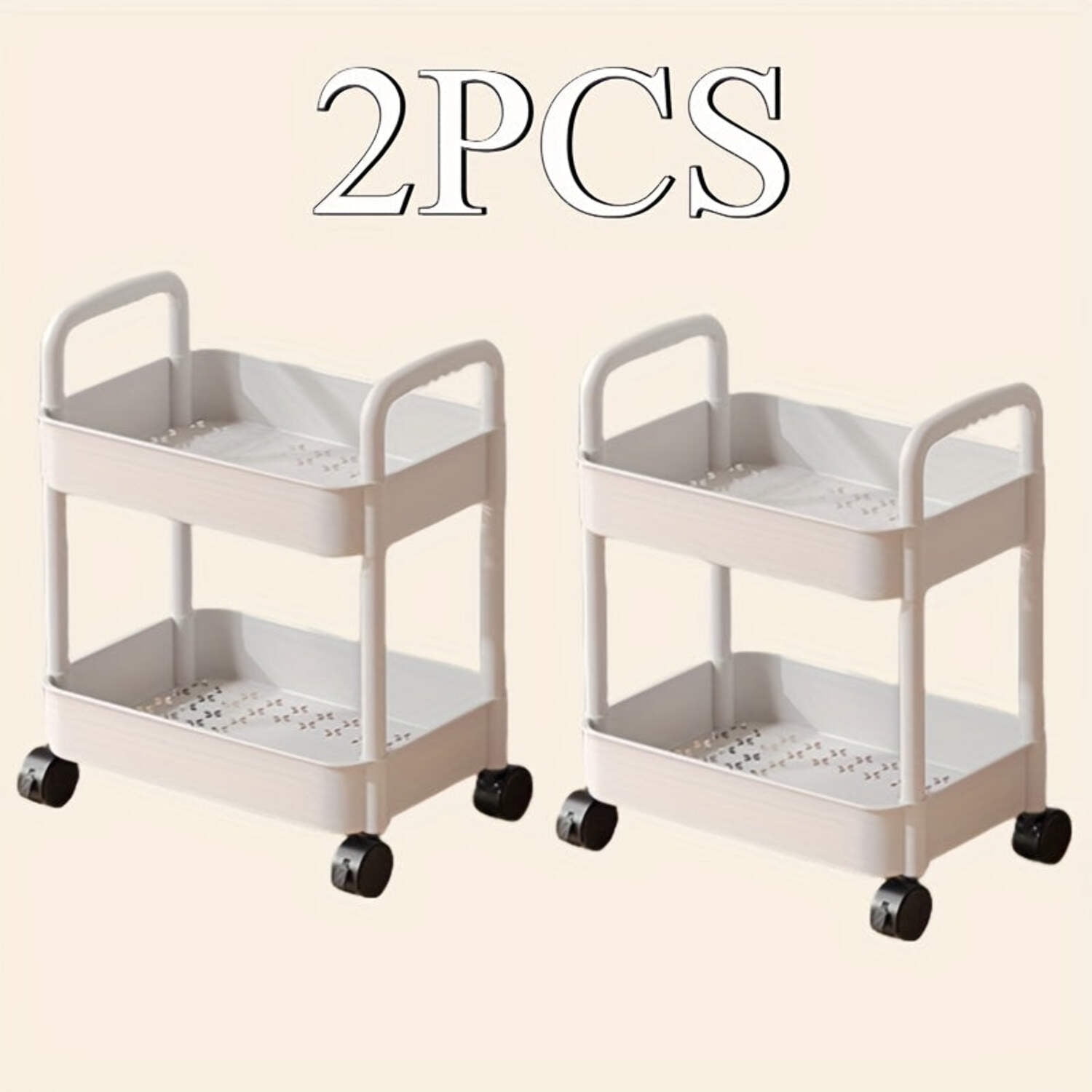 3-Tier Durable Plastic Rolling Storage Cart with Wheels - Easy to Move ...