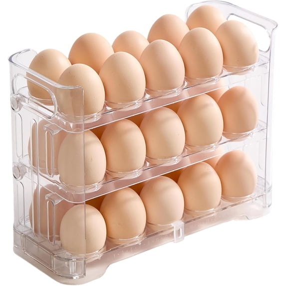 3-Tier Egg Holder, Holds 30 Eggs with Lift-Up Layers & Date , Multi-Use ...
