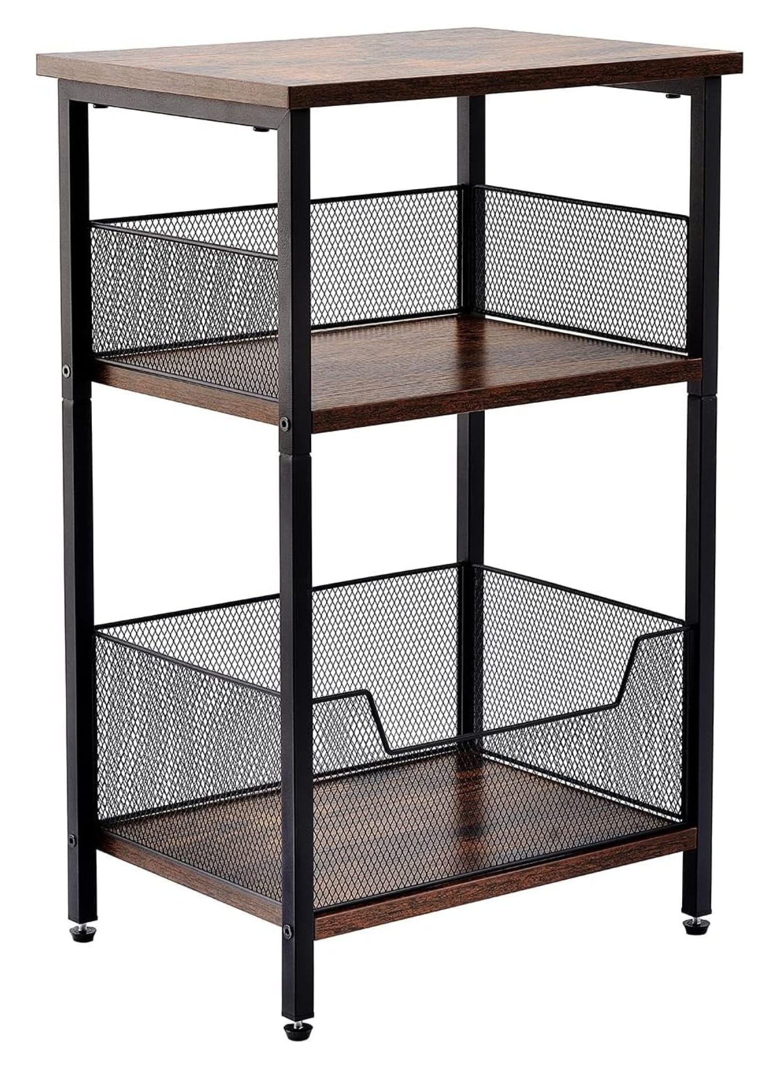 3-Tier End Table, Industrial Small Side Table, Small Shelf Stand with ...