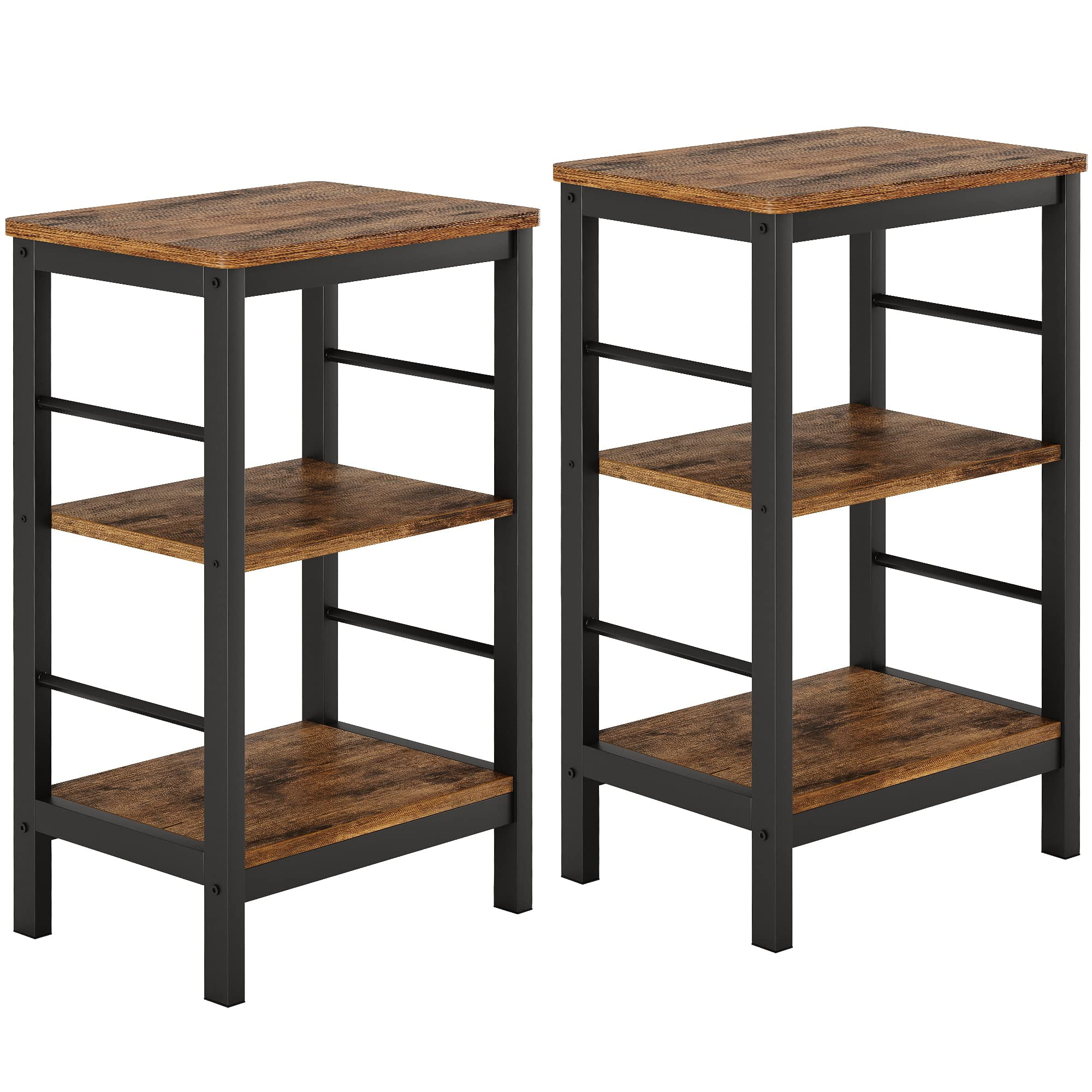 3-Tier End Table,Narrow Side Table with Storage,Nightstand Shelf for ...