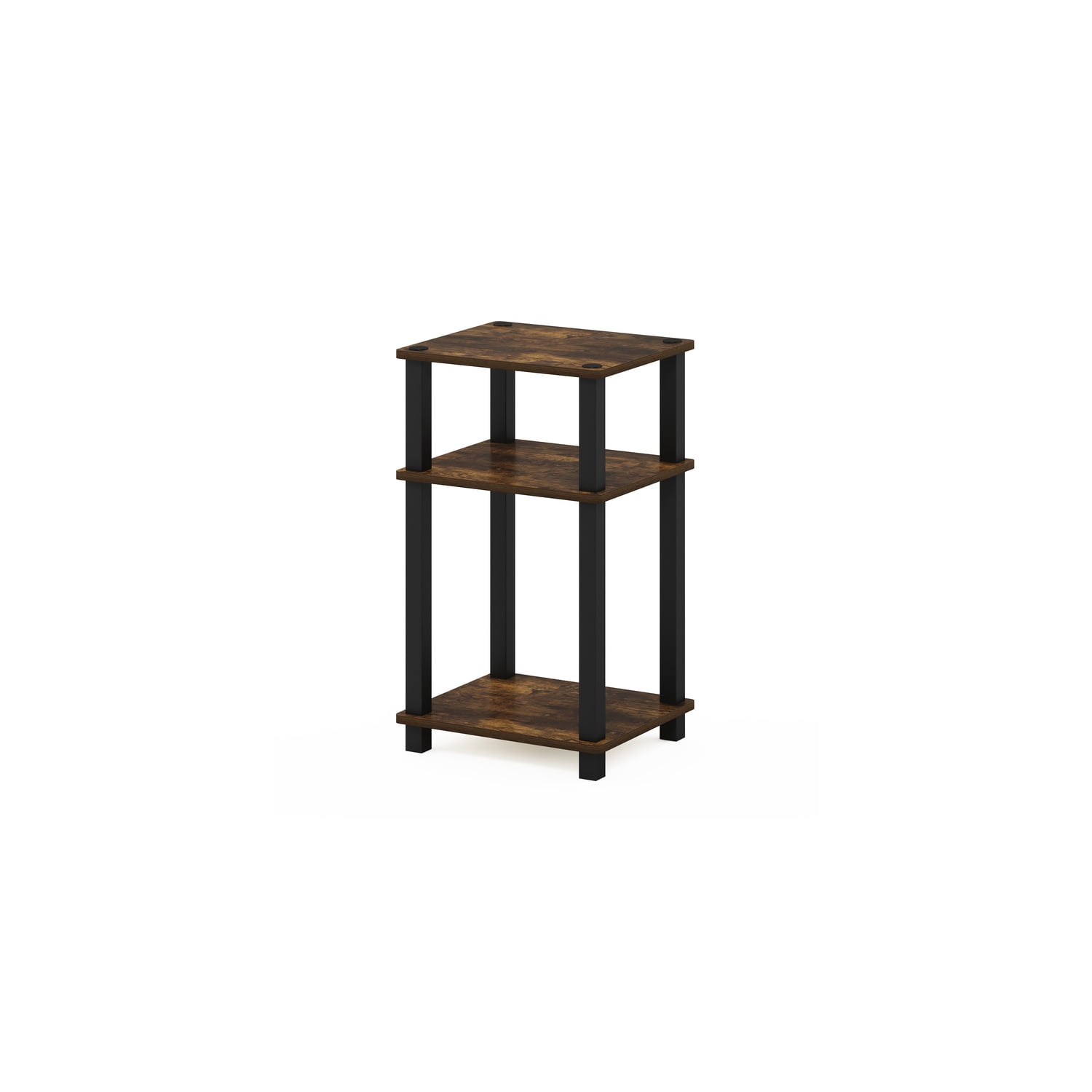 3-Tier End Table|No Tool Assembly|Amber Pine & Black Finish|Living Room ...