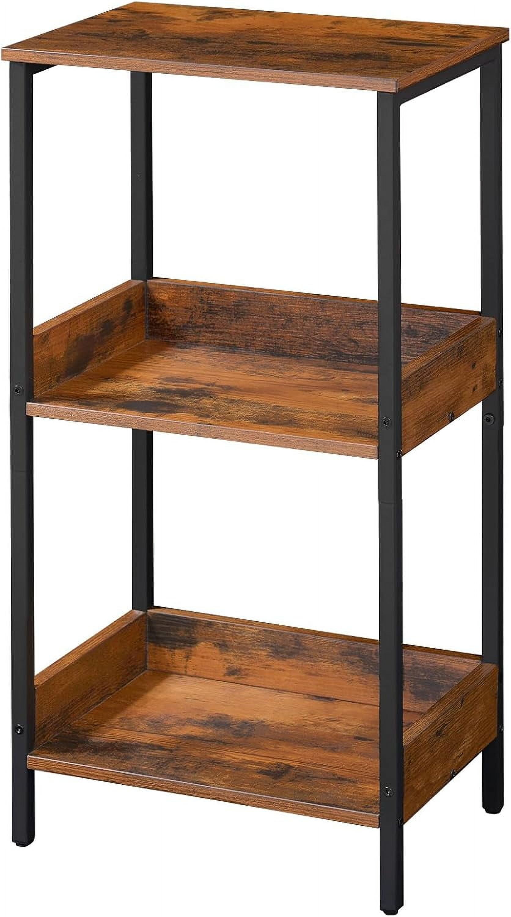 3 Tier End Table, Record Rack with Storage Shelf, Small Table Stand for ...