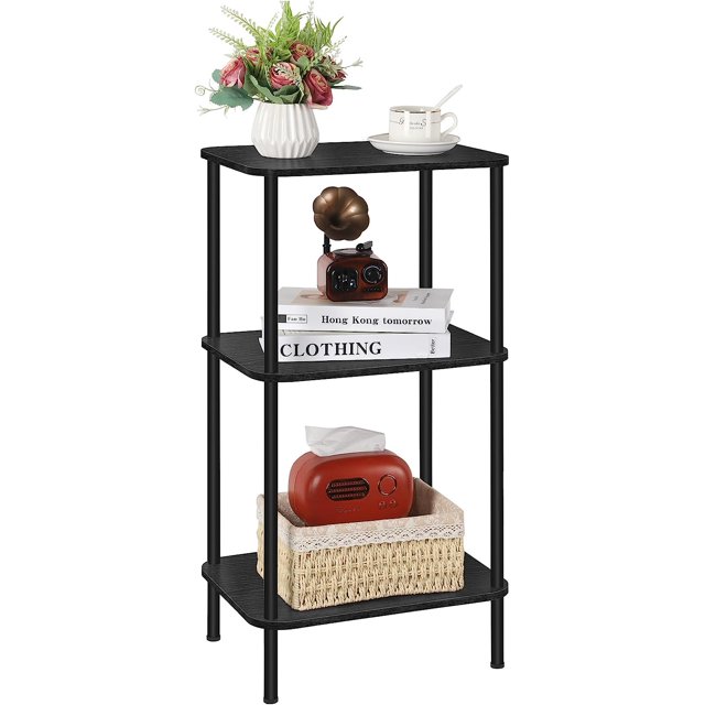 3-Tier End Table Round Edge Nightstand Side Table, Black - Walmart.com