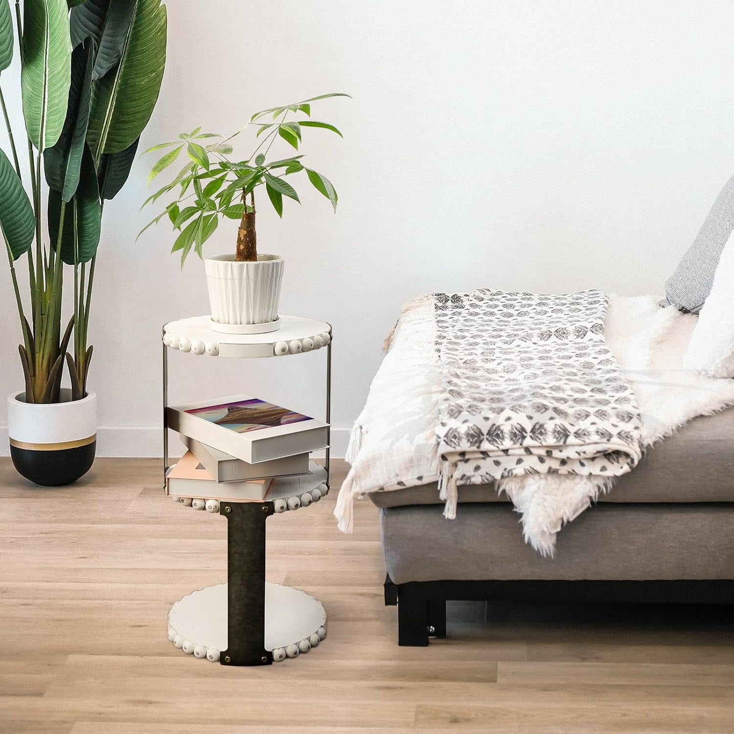 3-Tier End Table, Ric Side Table with Metal Frame, Accent Bedside Table ...