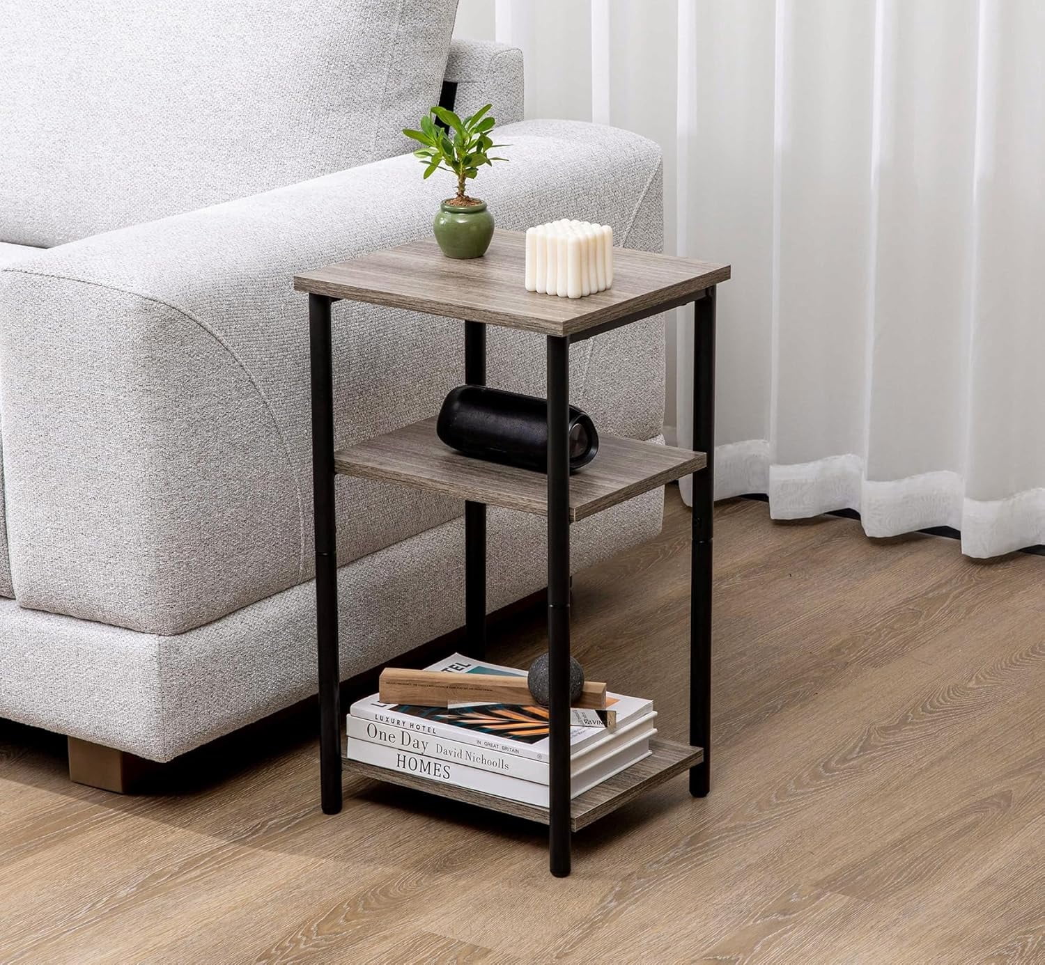 3-Tier End Table, Side Table with Open Shelves, Bedside Table for ...