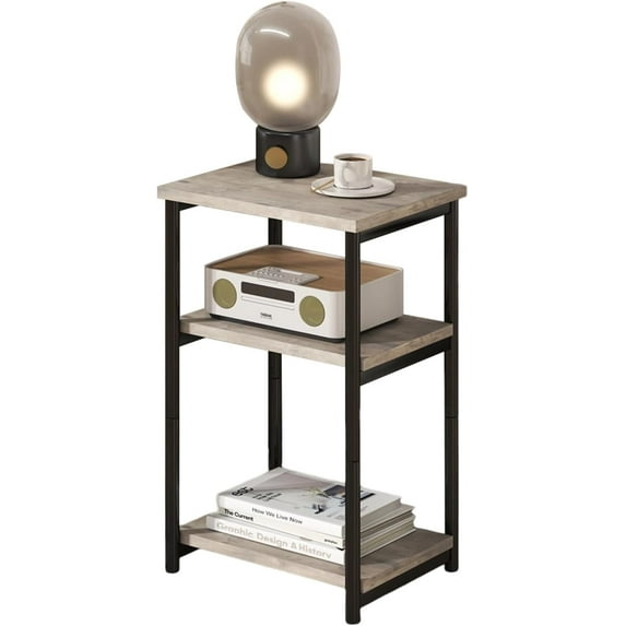 3 Tier End Table with Storage, Telephone Table with Durable Metal Frame ...