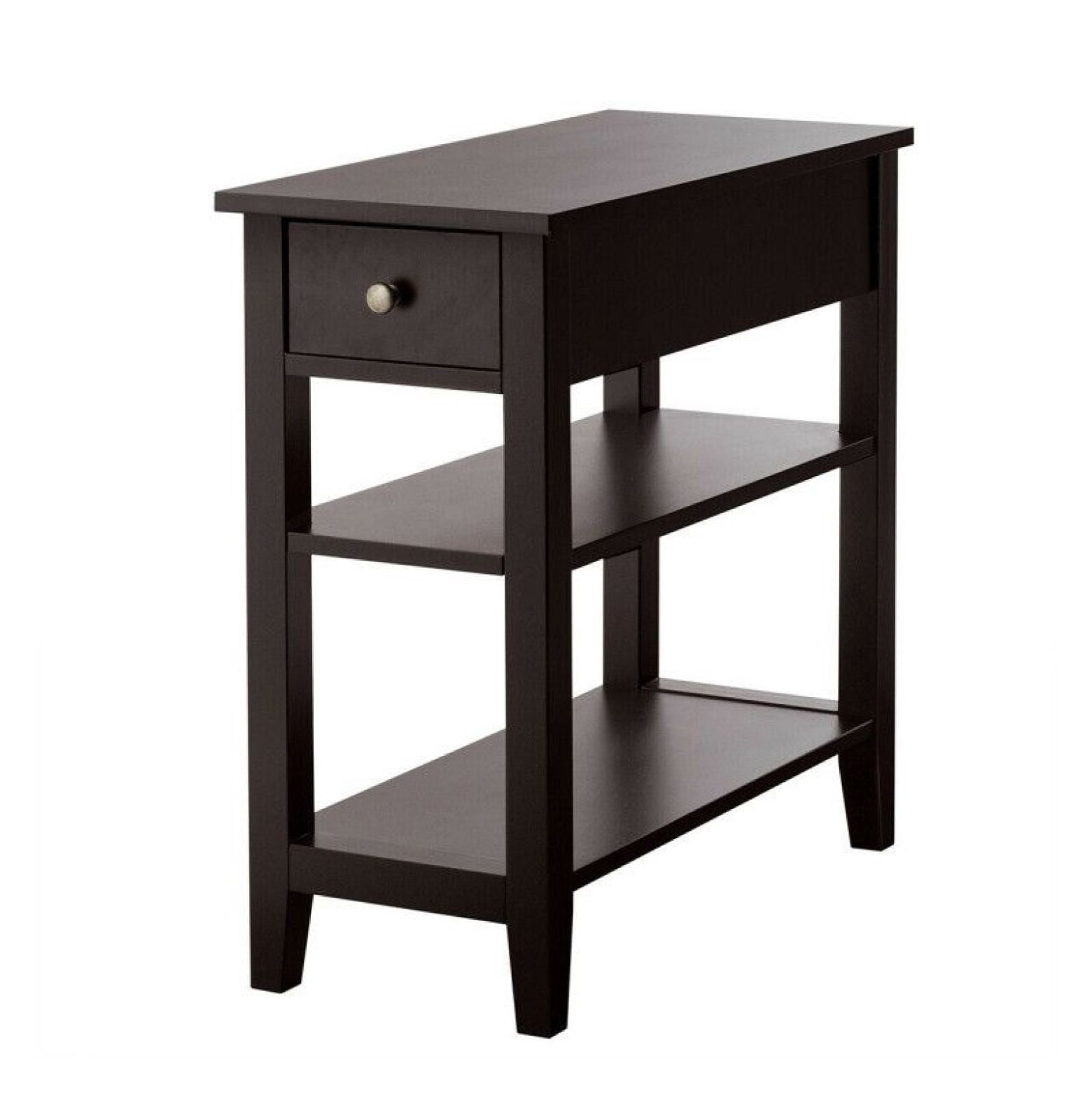 3-Tier End Table with Drawer, Living Room Side Table with Shelves ...