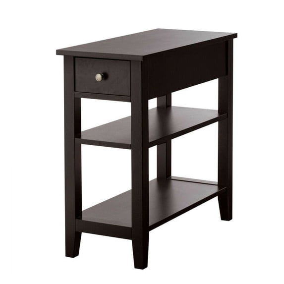 3-Tier End Table with Drawer, Living Room Side Table with Shelves ...