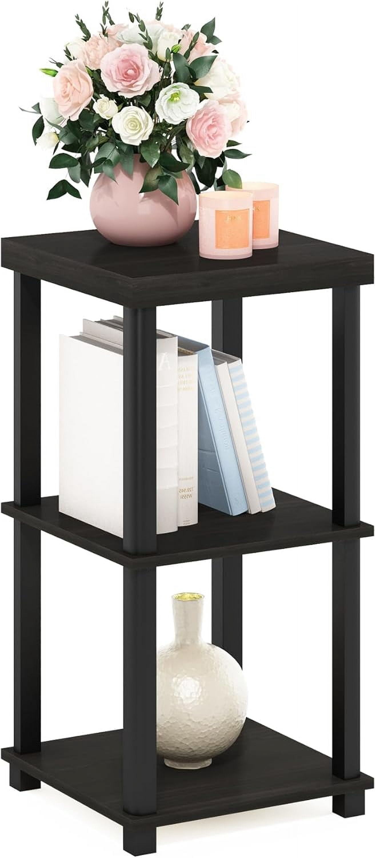 3-Tier End Table with Storage, Espresso Black Finish, Modern Side Table ...