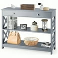 3-Tier Entryway Table, Wooden Narrow Sofa Table With Storage Drawer ...
