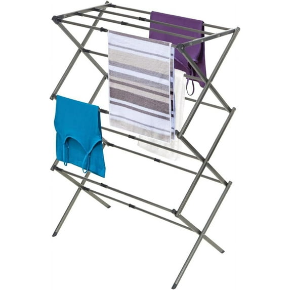 3-Tier Expandable Collapsible Foldable Laundry Drying Rack in Silver ...