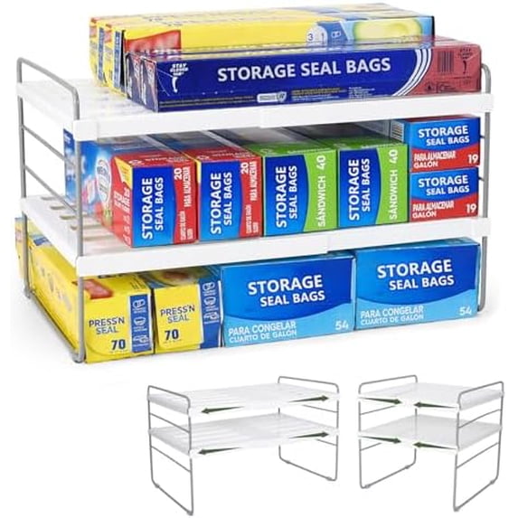 3 Tier Expandable Kitchen Wrap & Foil Organizer Rack, Height & Width ...