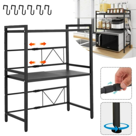 3 Tier Expandable Microwave oven Rack Stand Storage Holder Kitchen ...