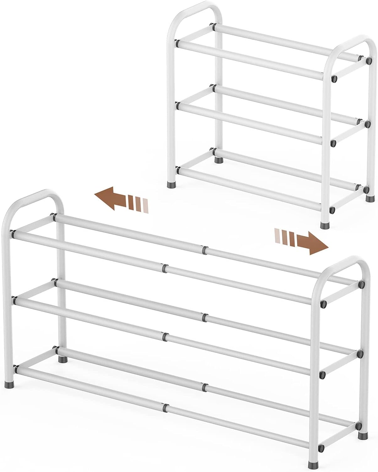 3-Tier Expandable Shoe Rack,Adjustable Shoe Shelf Storage Organizer ...