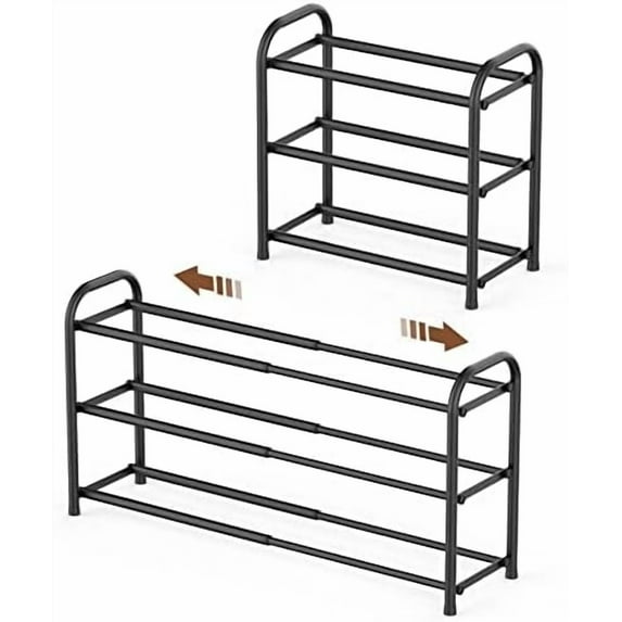 3-Tier Expandable Shoe Rack,Adjustable Shoe Shelf Storage Organizer ...