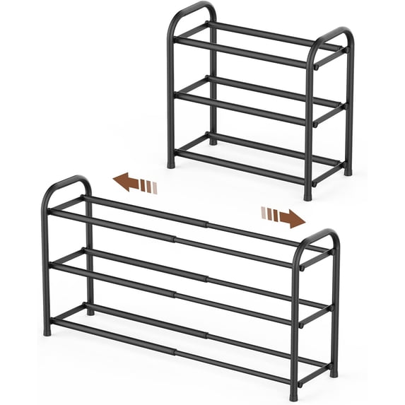 3-Tier Expandable Shoe Rack,Adjustable Shoe Shelf Storage Organizer ...