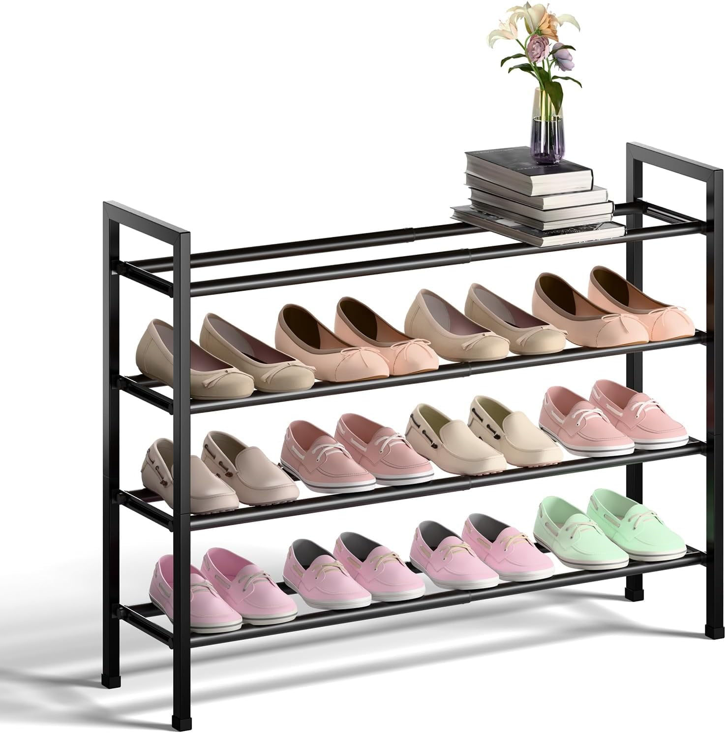 3-Tier Expandable Shoe Rack for Closet, 18“-33” Adjustable Shoe Rack ...