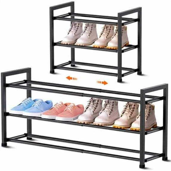 3-Tier Expandable Shoe Rack for Closet, 18“-33” Adjustable Shoe Rack ...