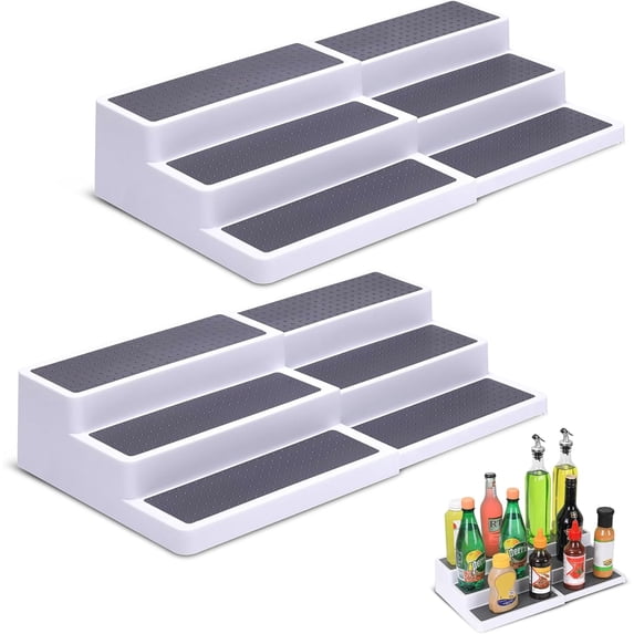 3-Tier Expandable Spice Rack Organizer, Adjustable Non-Skid Plastic ...