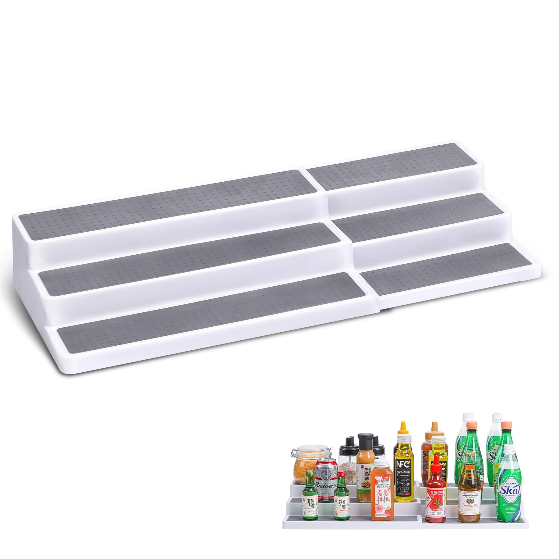 3 Tier Expandable Spice Rack Organizer Plastic Adjustable Length 14.6in ...