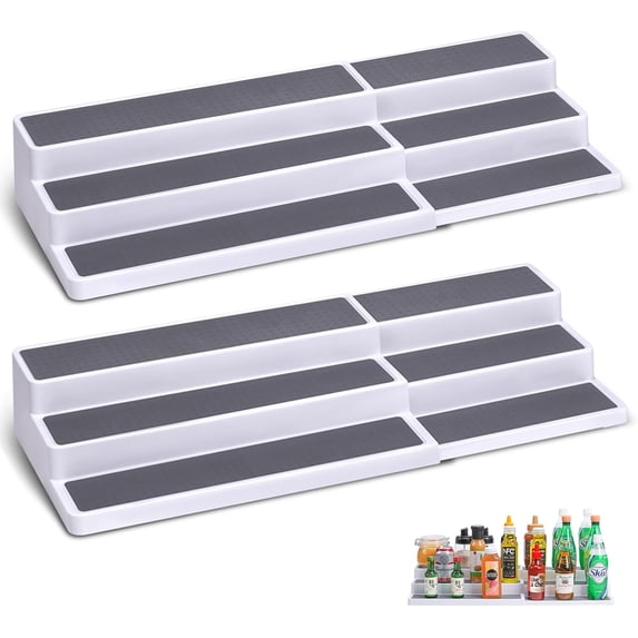 3 Tier Expandable Spice Rack Organizer, White/Grey Plastic Spice Rack ...