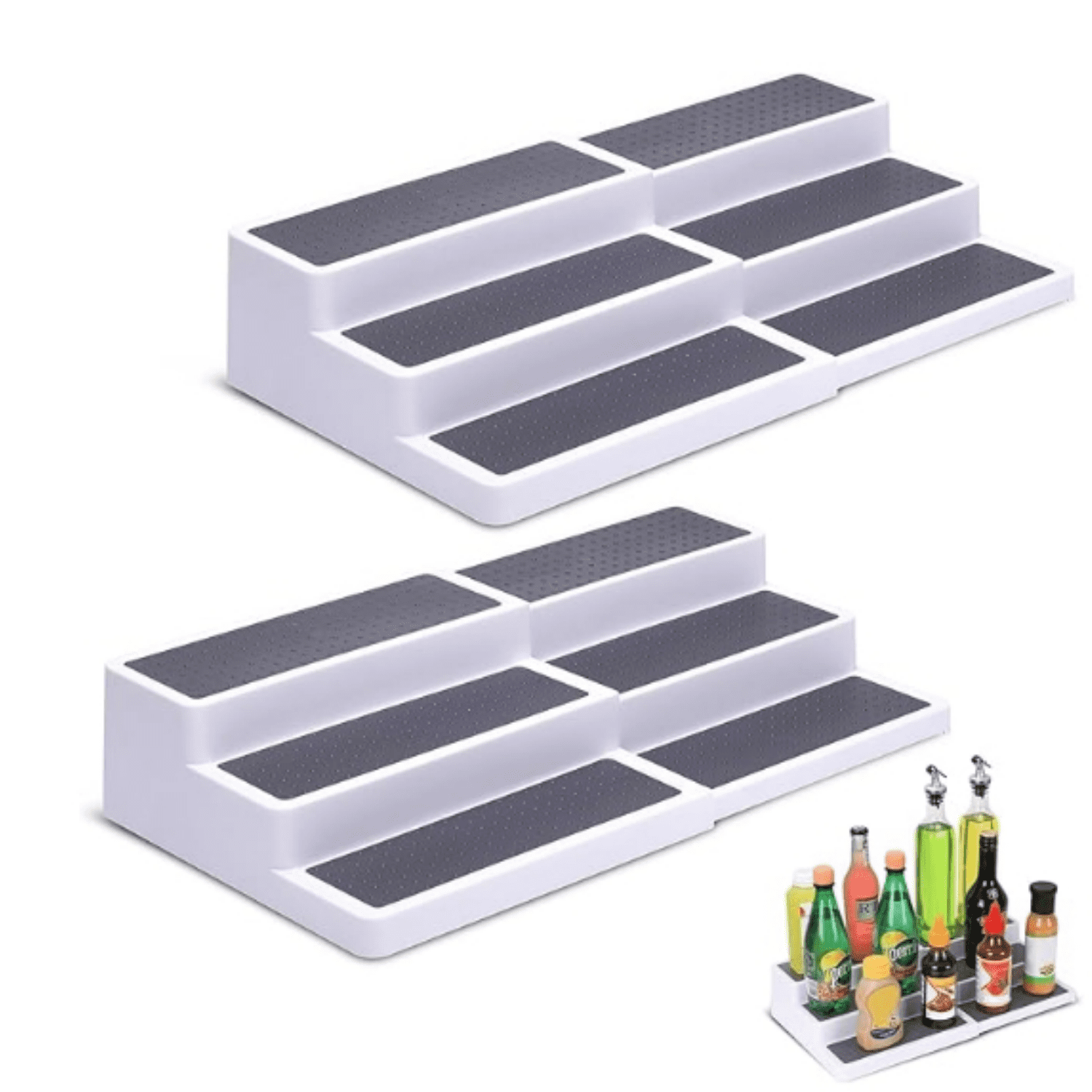 3-Tier Expandable Spice Rack, Plastic Spice Rack Organizer for Cabinet ...