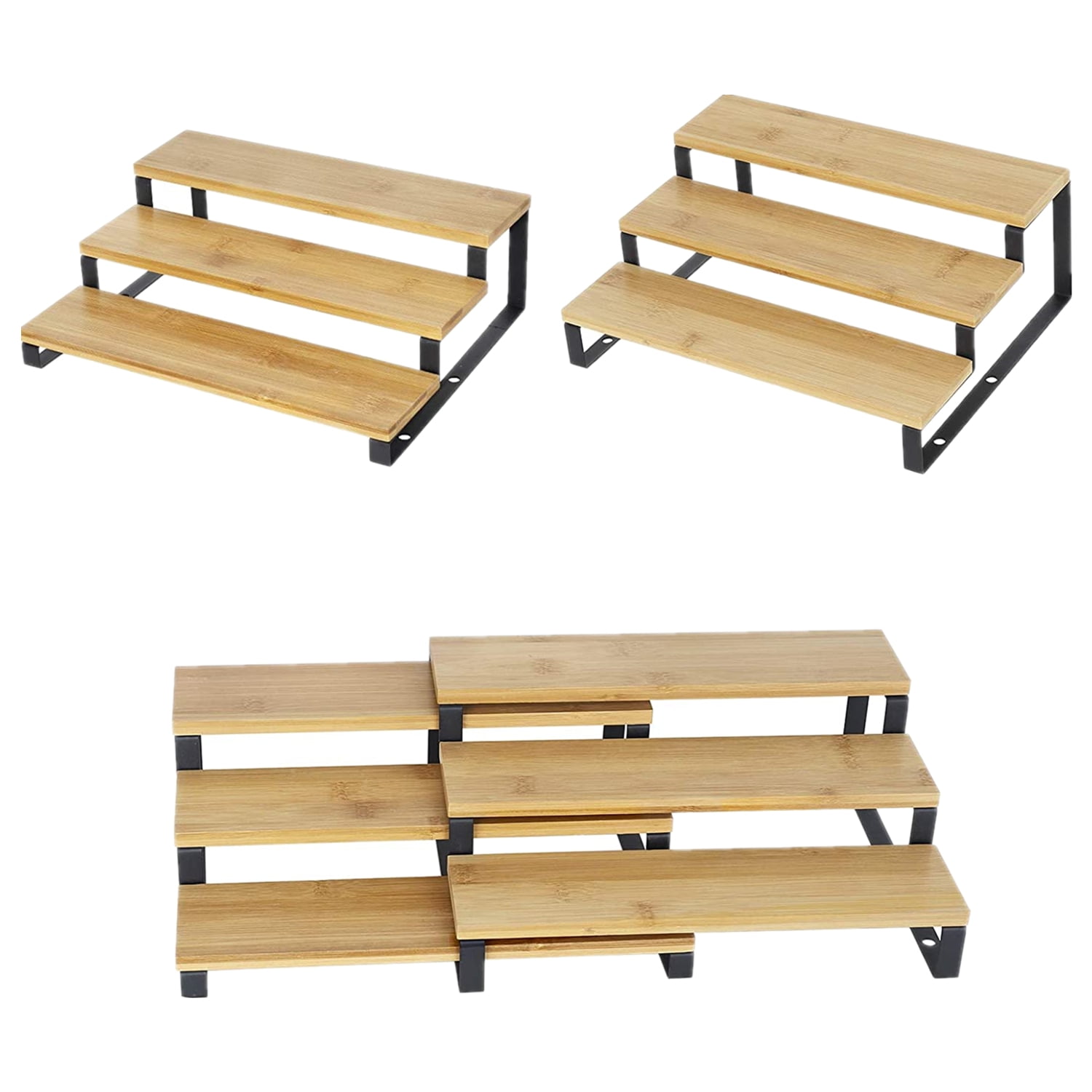 Oumilen 3 Tier Expandable Bamboo Spice Rack for Kitchen Cabinet, 4 pack ...