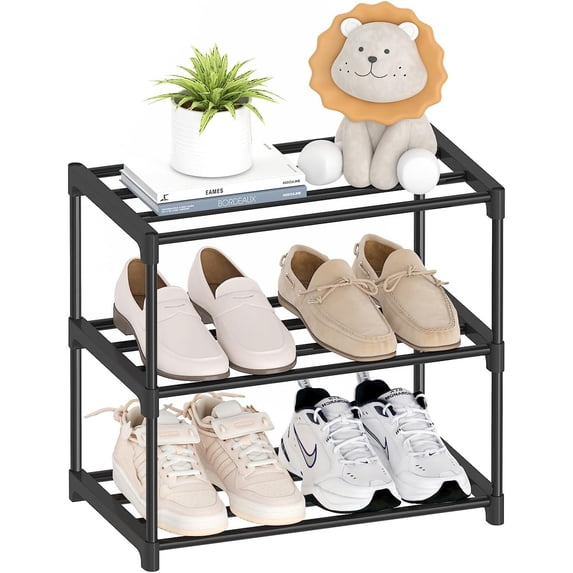 3 Tier Extra Small Shoe Rack (16.3" Wide), Narrow Stackable Shoe Shelf ...