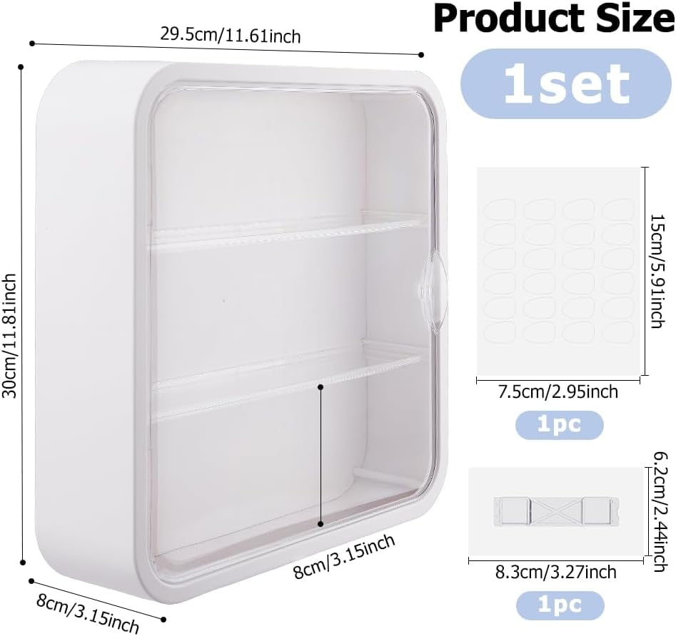 3-Tier Figure Display Case 29.5x8x30cm Wall Hanging Display Box Beige ...