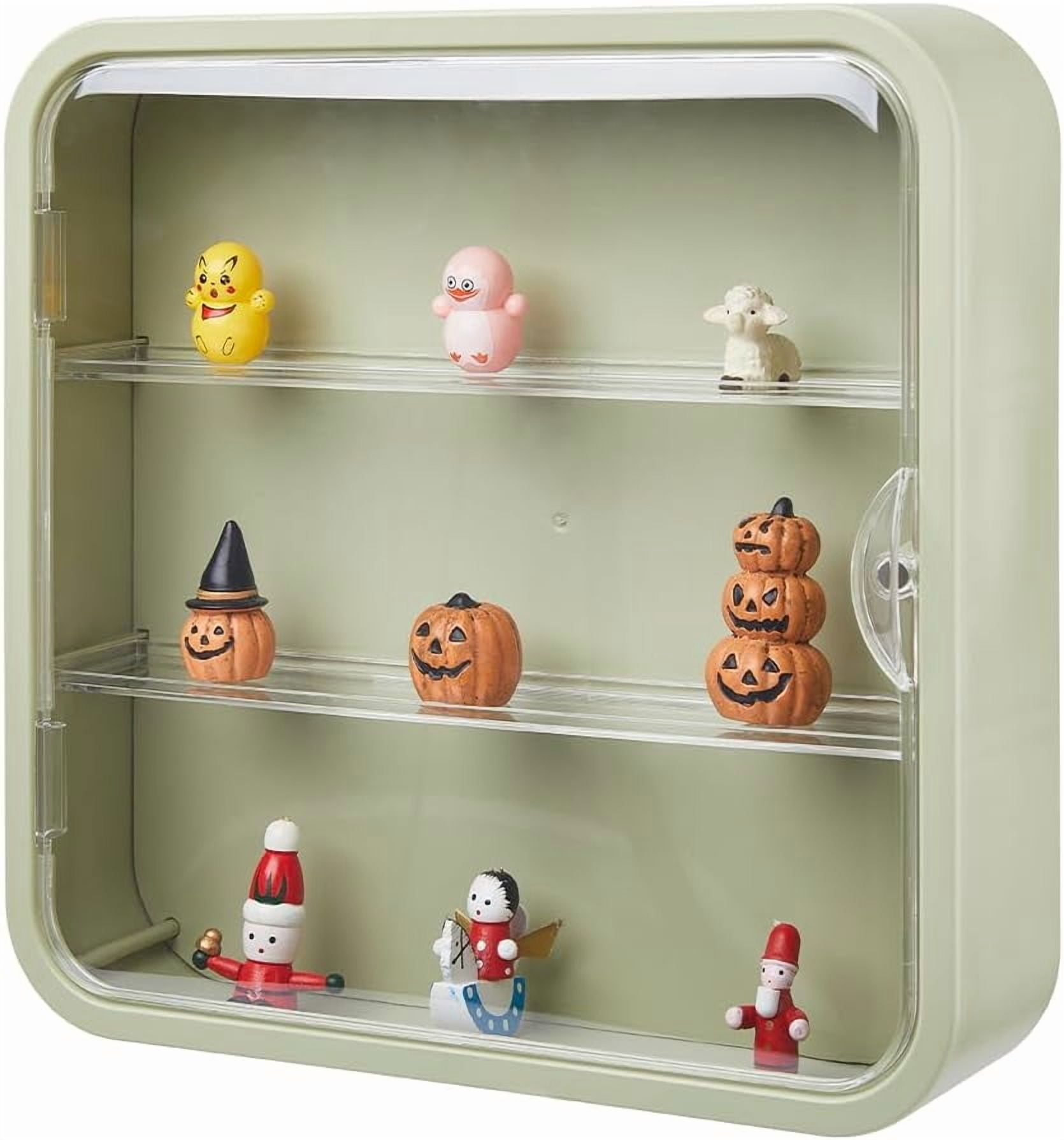 3-Tier Figure Display Case Green Wall Hanging Display Box Wall Mounted ...