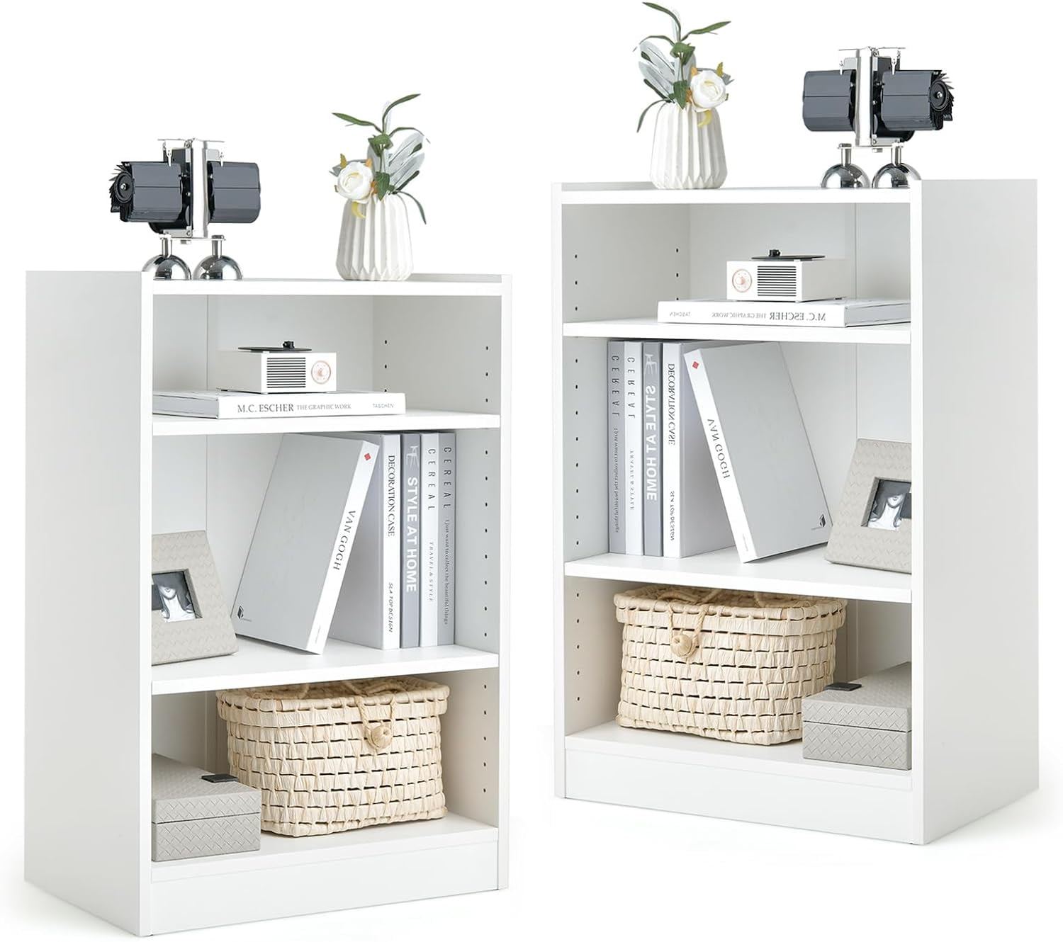 3 Tier Floor Standing Bookcase, 18 Position Adjustable Open Shelf ...