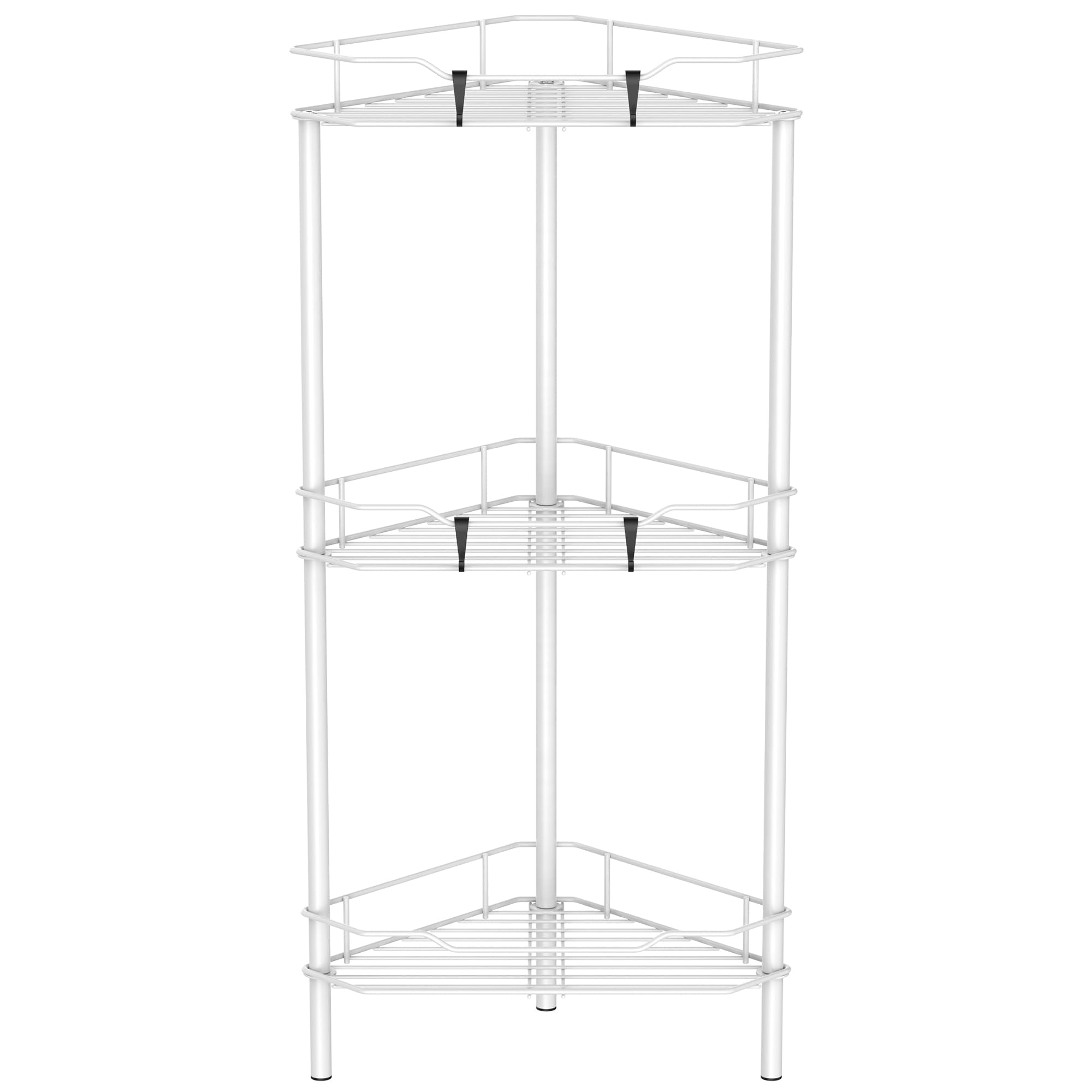 3 Tier Floor Standing Corner Shower Caddy Organizer Shelf with Hooks ...