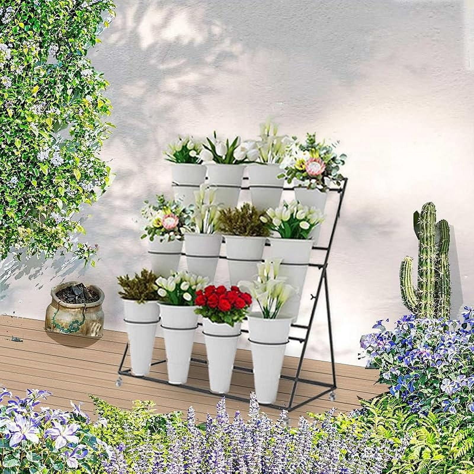 3 Tier Flower Display Stand, Decorative Flower Plant Stand Heavy Duty ...
