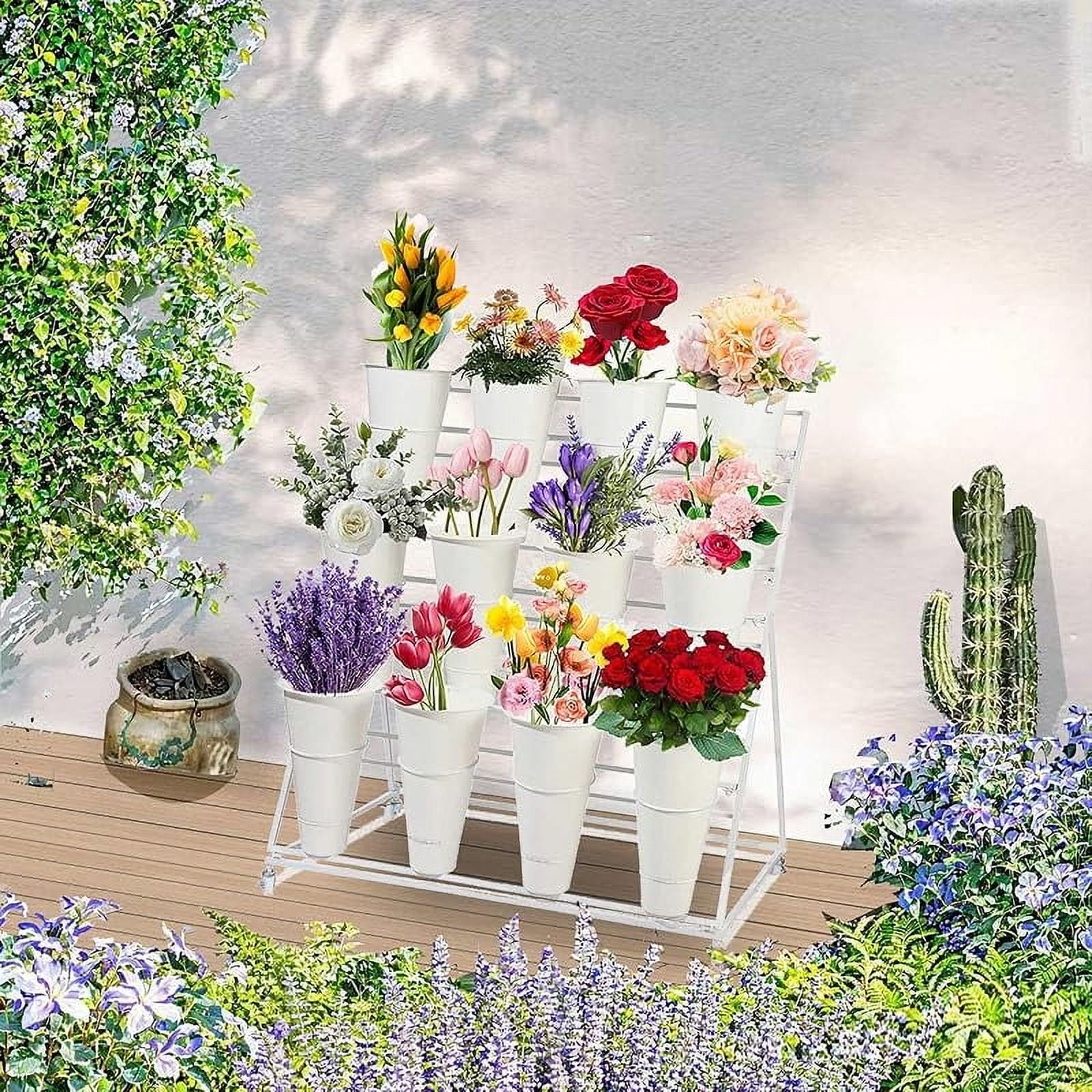 3 Tier Flower Display Stand, Decorative Flower Plant Stand Heavy Duty ...