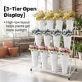 3 Tier Flower Display Stand, Rolling Floral Bouquet Shelf, Wheeled ...