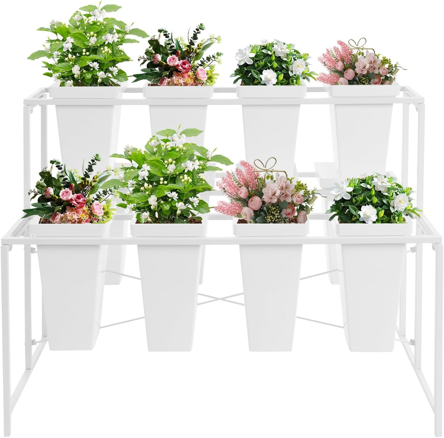 3 Tier Flower Display Stand with 12 Buckets, Metal Flower Display Stand ...