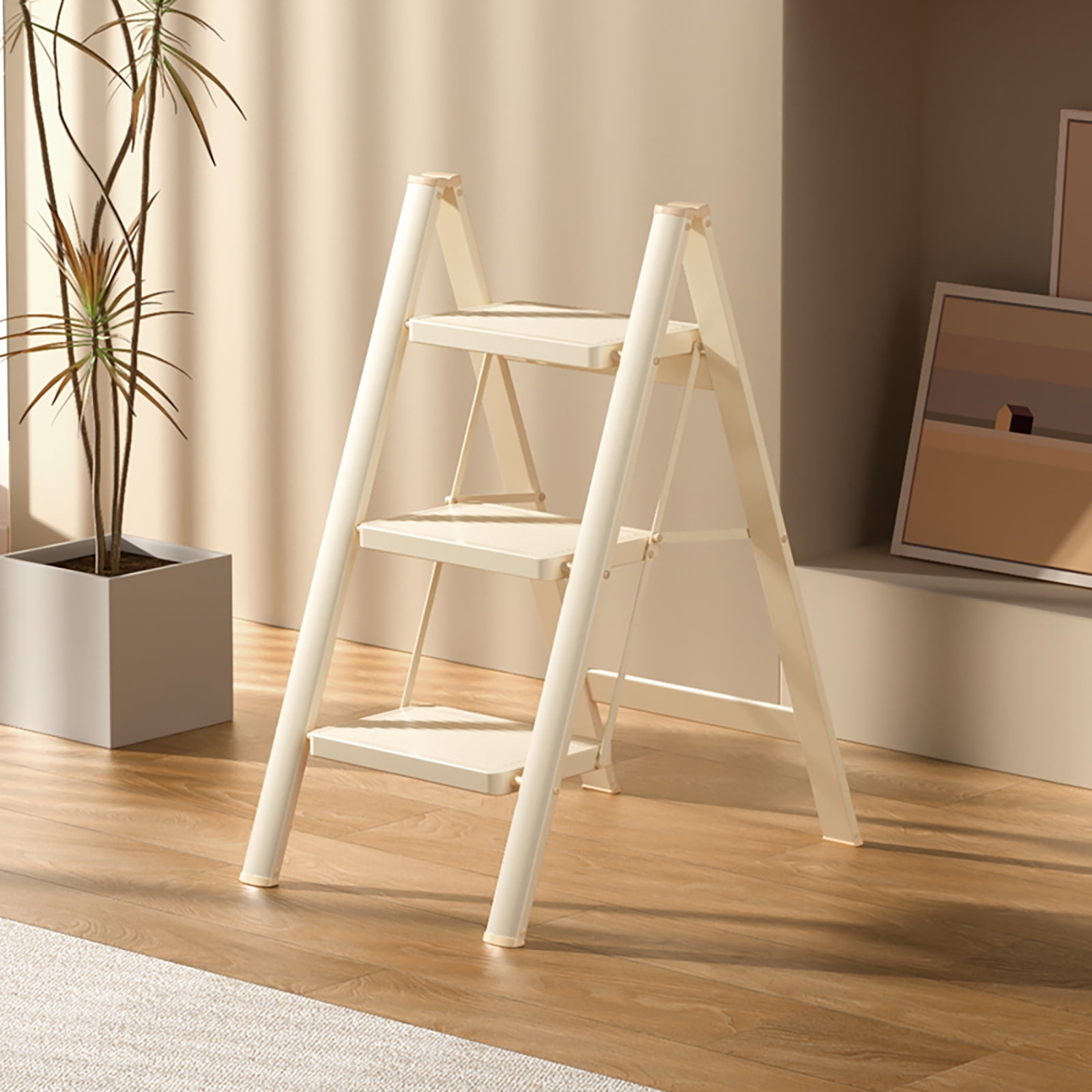 3-Tier Foldable Aluminum Stepladder - Lightweight & Compact, 330.7 lbs ...