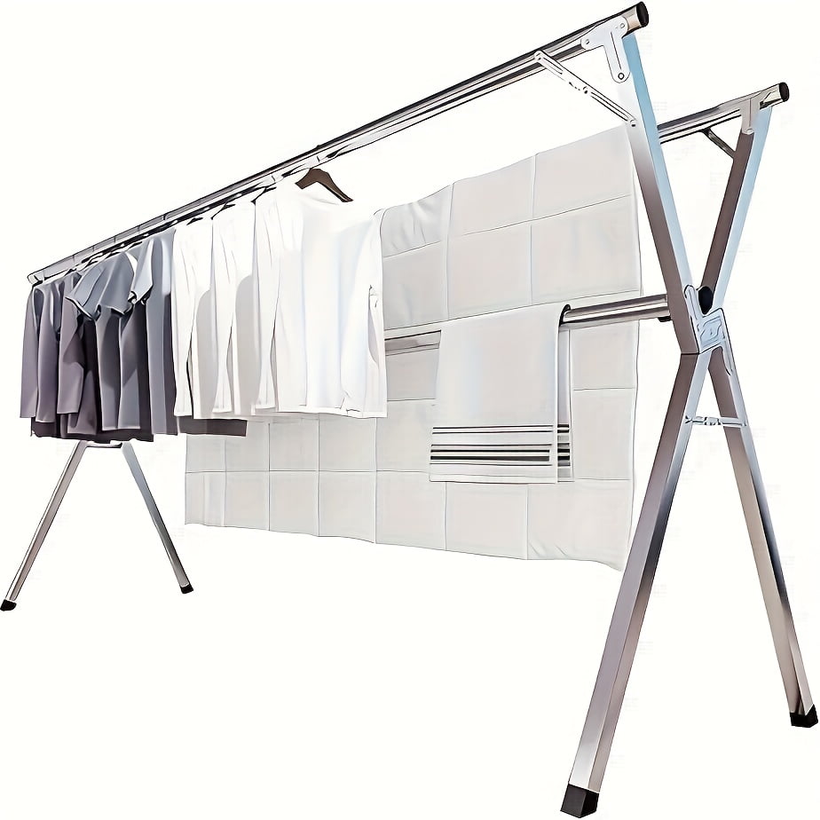 3-Tier Foldable Clothes Drying Rack - Heavy Duty Adjustable Metal ...