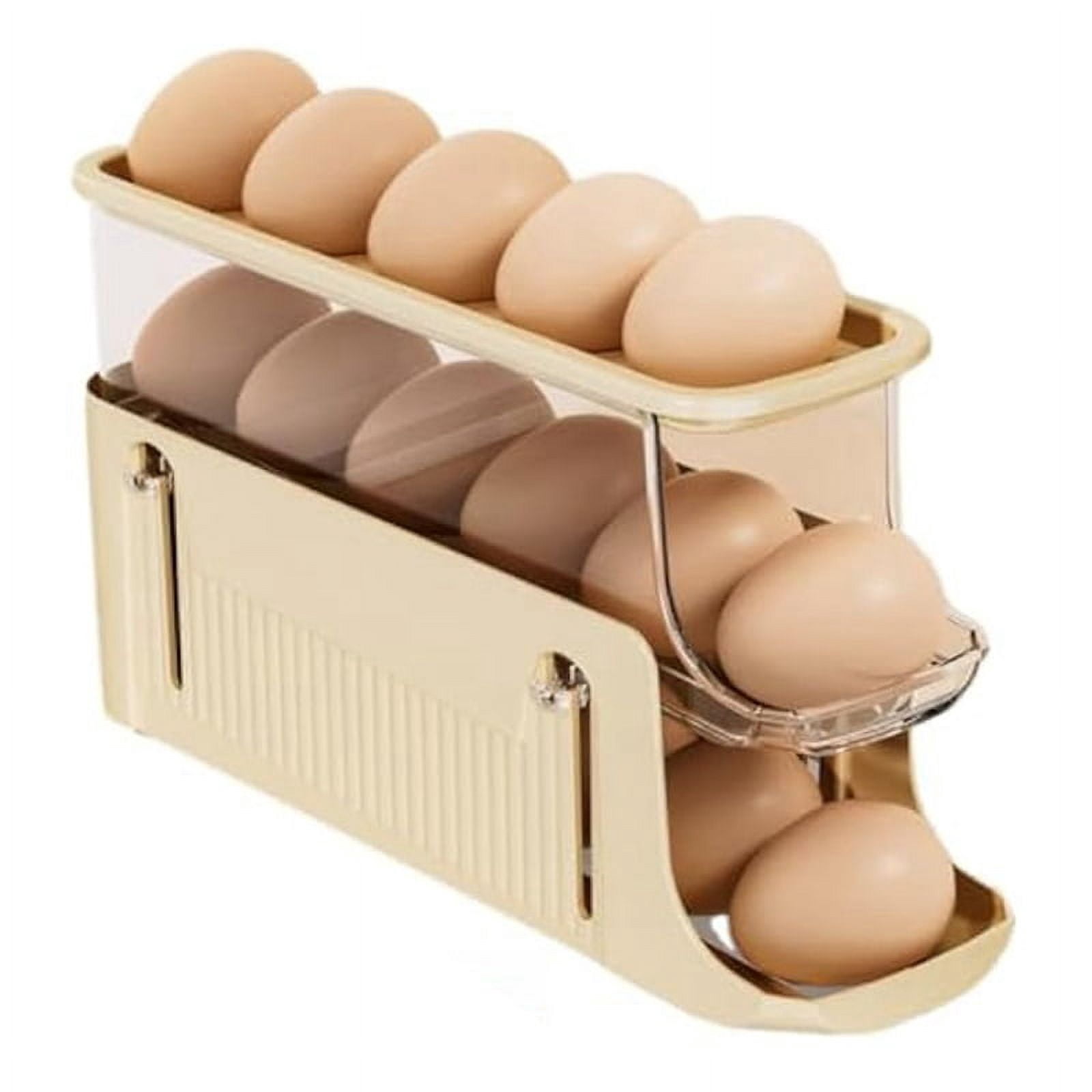 3 Tier Foldable Egg Holders,Rolling Egg Holder for Refrigerator ...