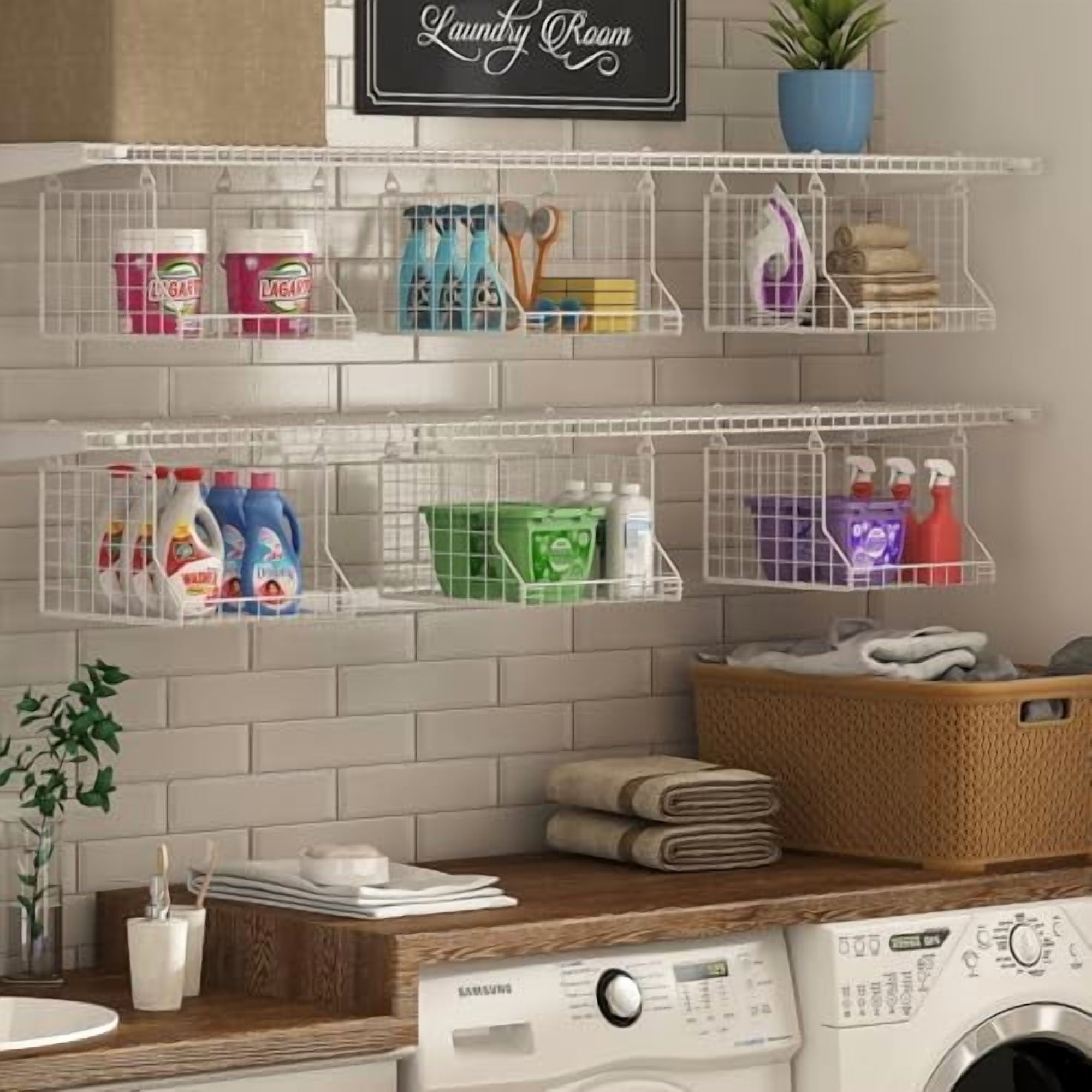 3-Tier Foldable Laundry Basket Organizer with Rotating Hooks - Space ...