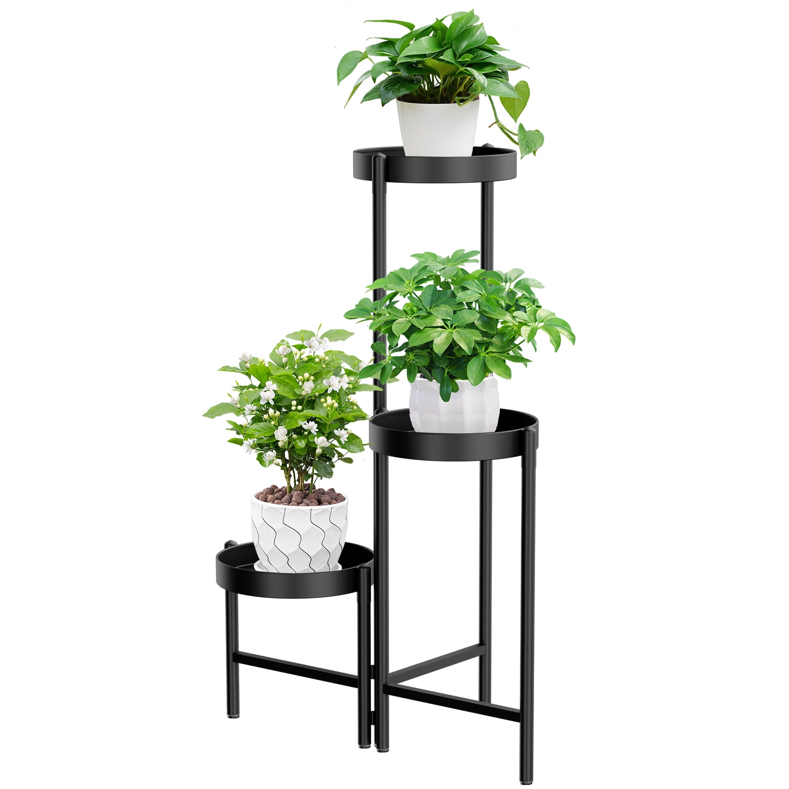 3 Tier Foldable Plant Stand Indoor Metal Flower Storage Rack Shelf for ...