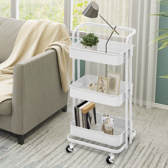 BrandX 3 Tier Foldable Rolling Utility Cart - Walmart.com