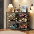 3 Tier Foldable Shoe Rack for Closet Entryway 6-12 Pairs Stackable ...