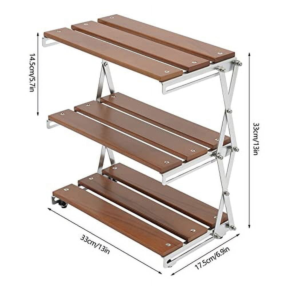 3 Tier Folding Camping Table Shelf, Portable Camping BBQ Storage Rack ...