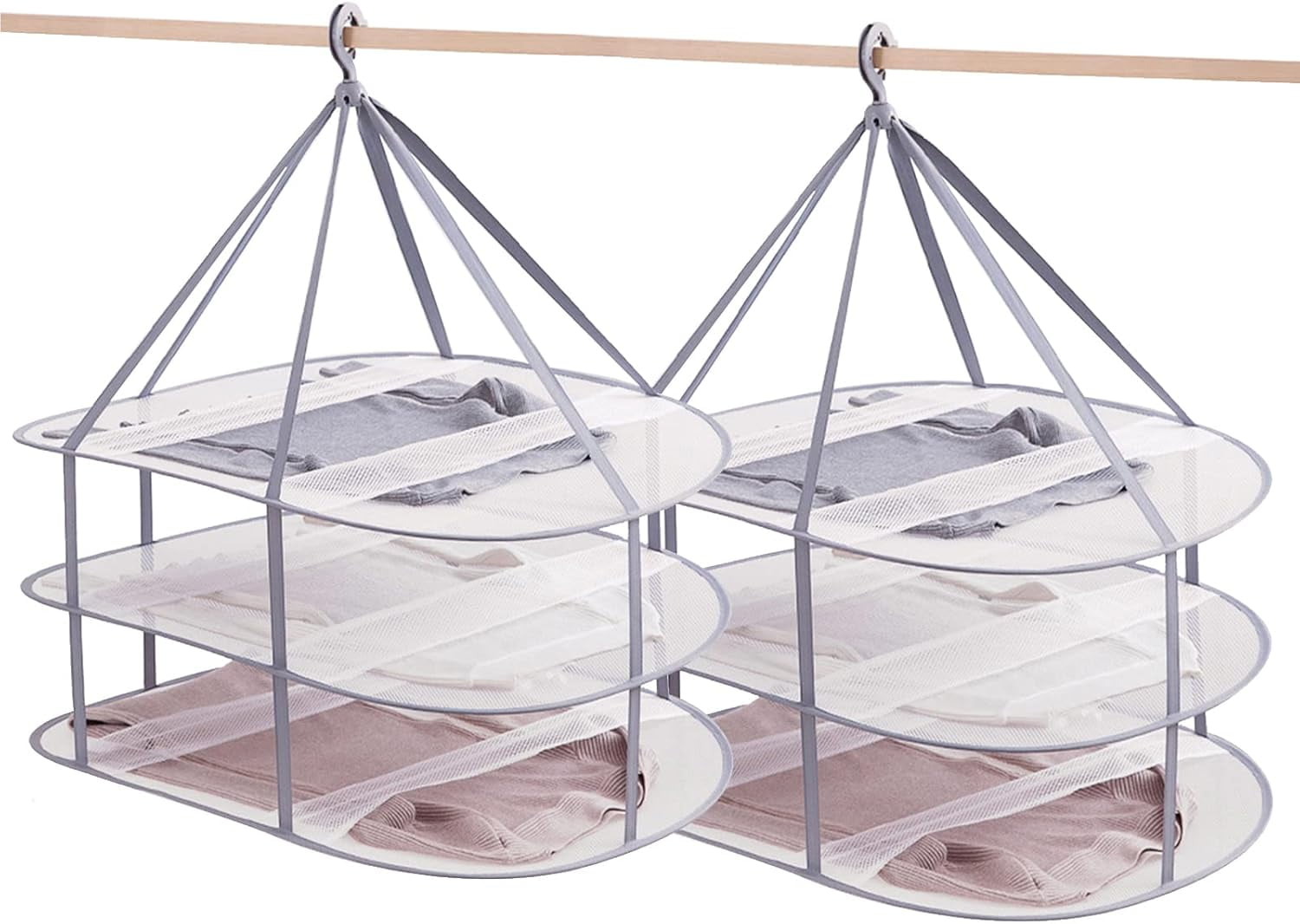 3 Tier Folding Mesh Clothes Drying Rack, Stackable Sweater Drying Rack ...