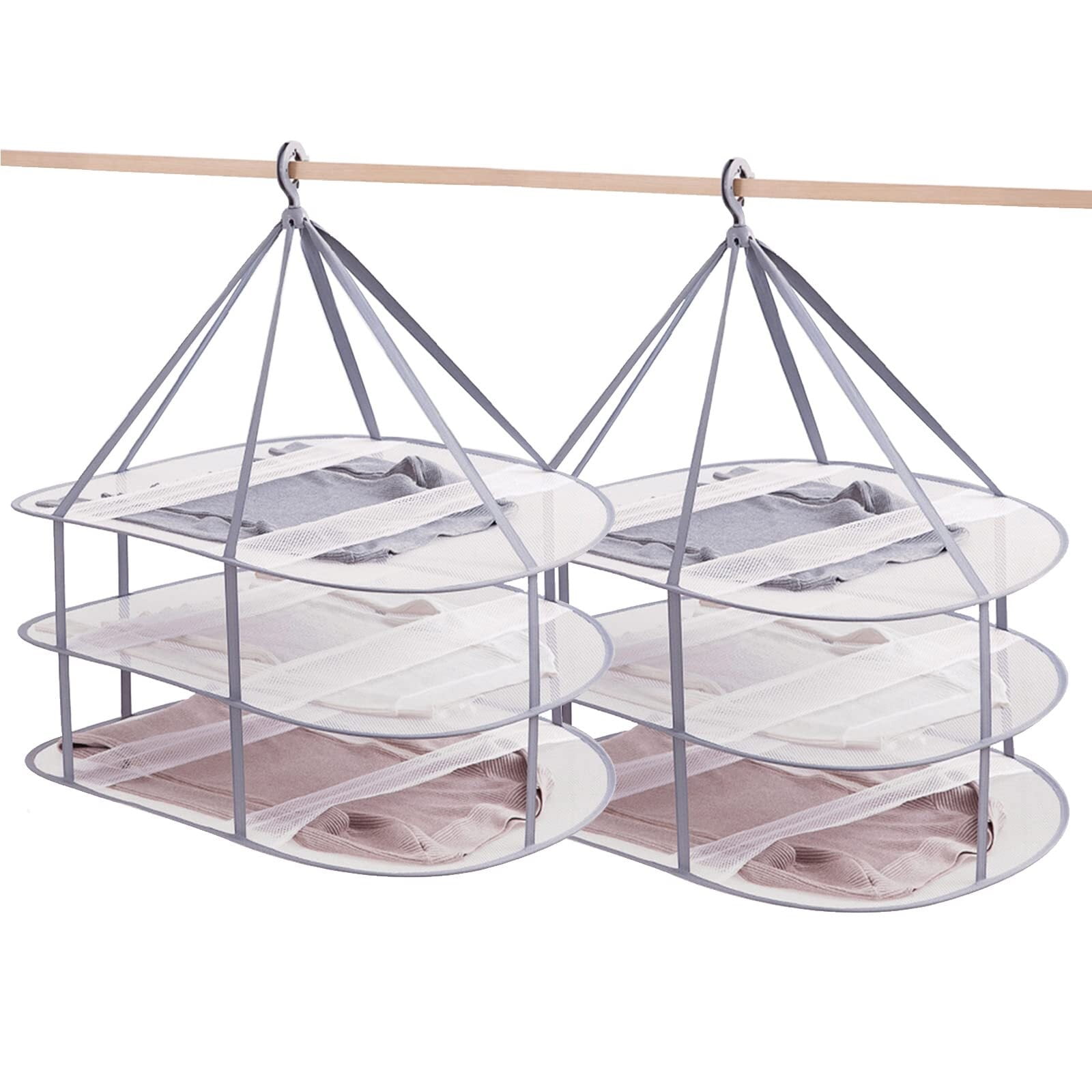 3 Tier Folding Mesh Clothes Drying Rack, Stackable Sweater Drying Rack ...
