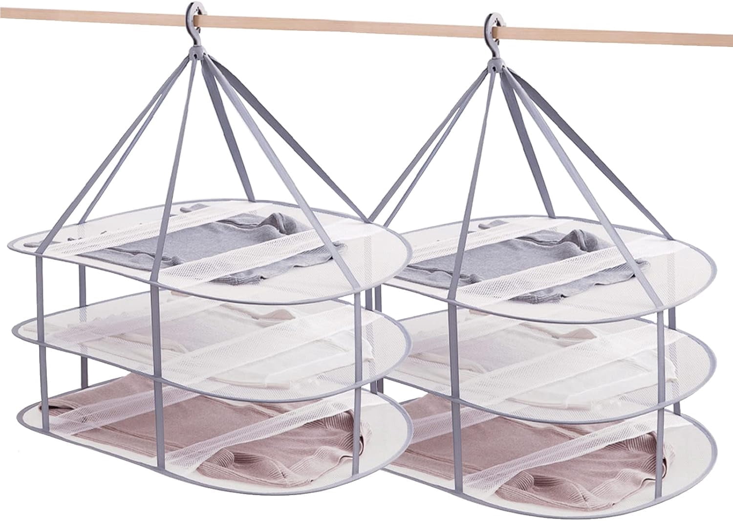 3 Tier Folding Mesh Clothes Drying Rack, Stackable Sweater Drying Rack ...