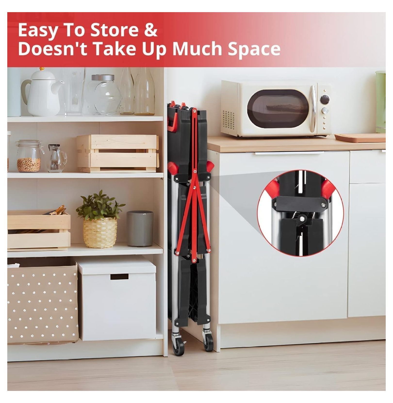 3-Tier Folding Utility Cart, Heavy Duty Portable Service Cart with 56 ...