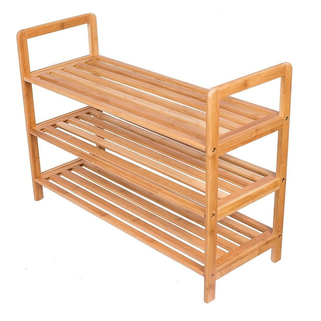 3 Tier Free Standing Shoe Rack, PremiumBam boo Shoe Organizer with ...